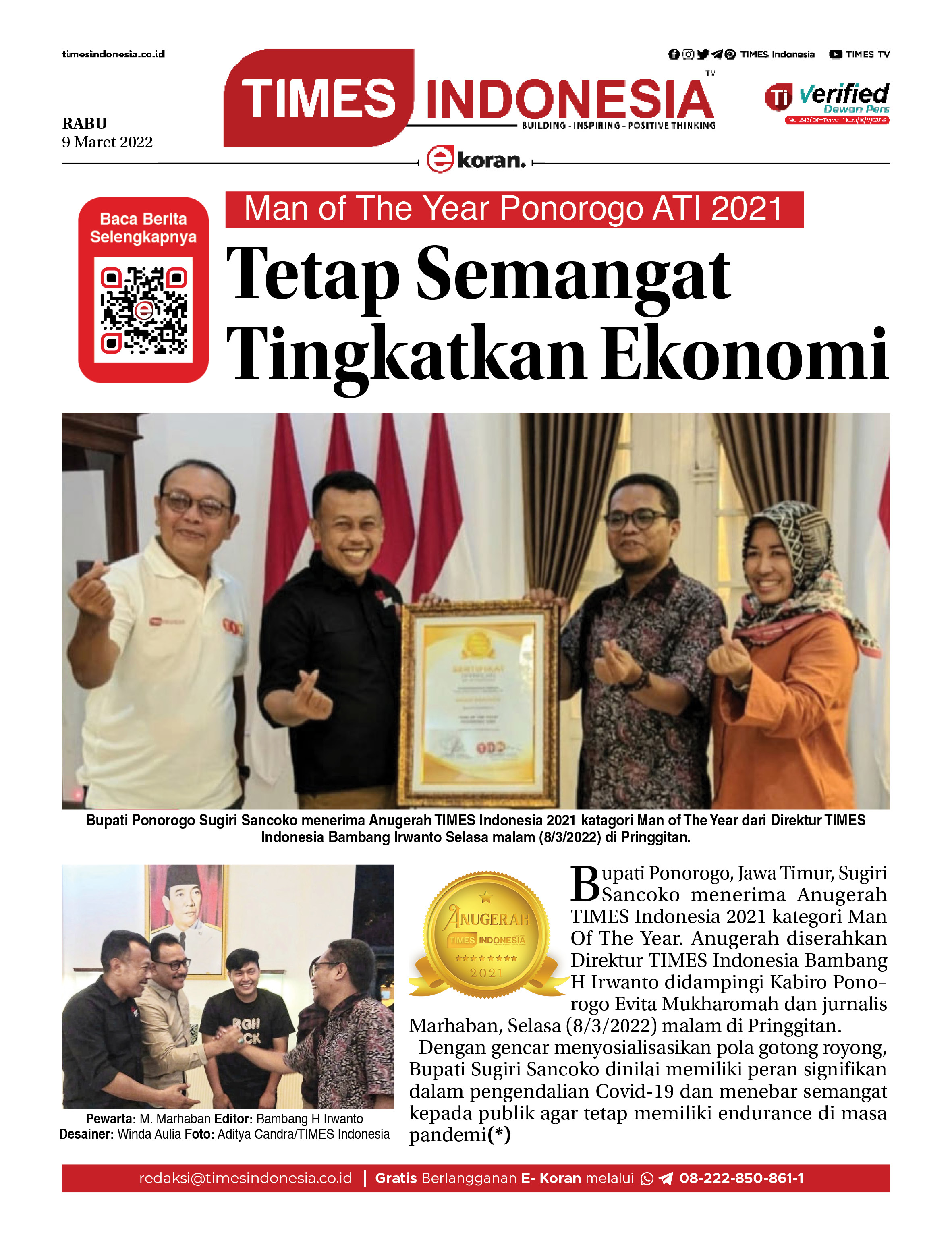 Edisi Rabu, 9 Maret 2022: E-Koran, Bacaan Positif Masyarakat 5.0 - TIMES Indonesia