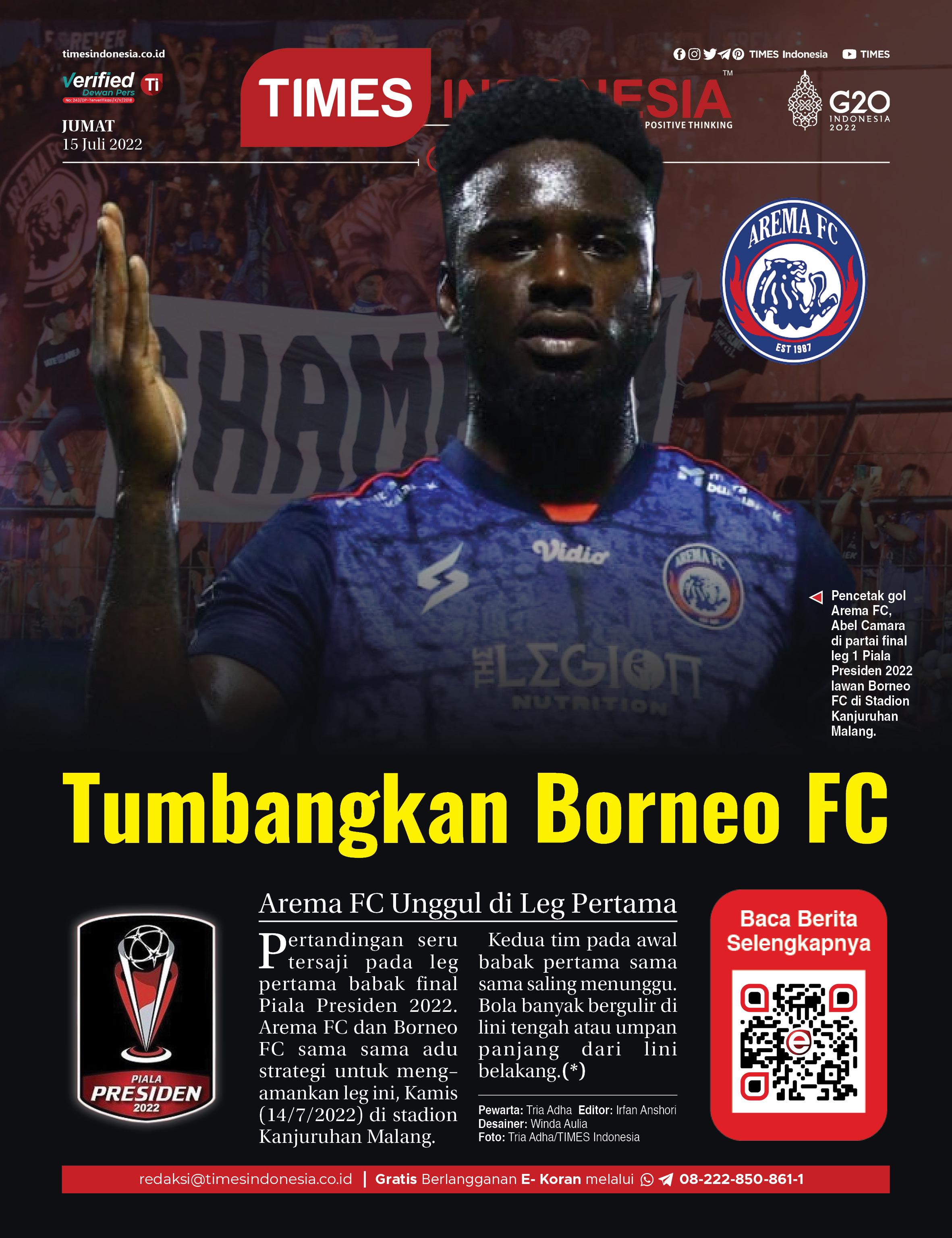 Edisi Jumat, 15 Juli 2022: E-Koran, Bacaan Positif Masyarakat 5.0 - TIMES Indonesia