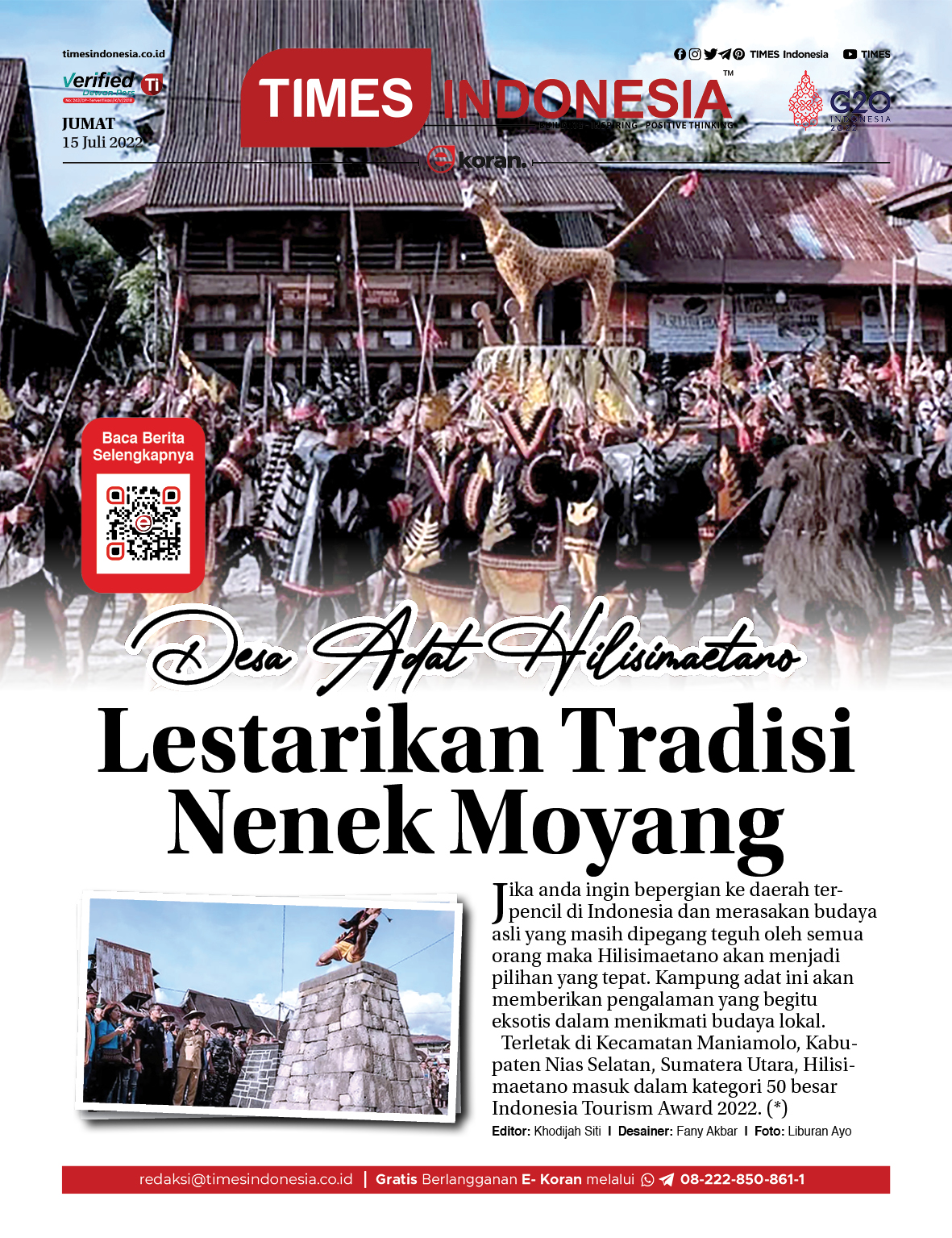 Edisi Jumat, 15 Juli 2022: E-Koran, Bacaan Positif Masyarakat 5.0 - TIMES Indonesia