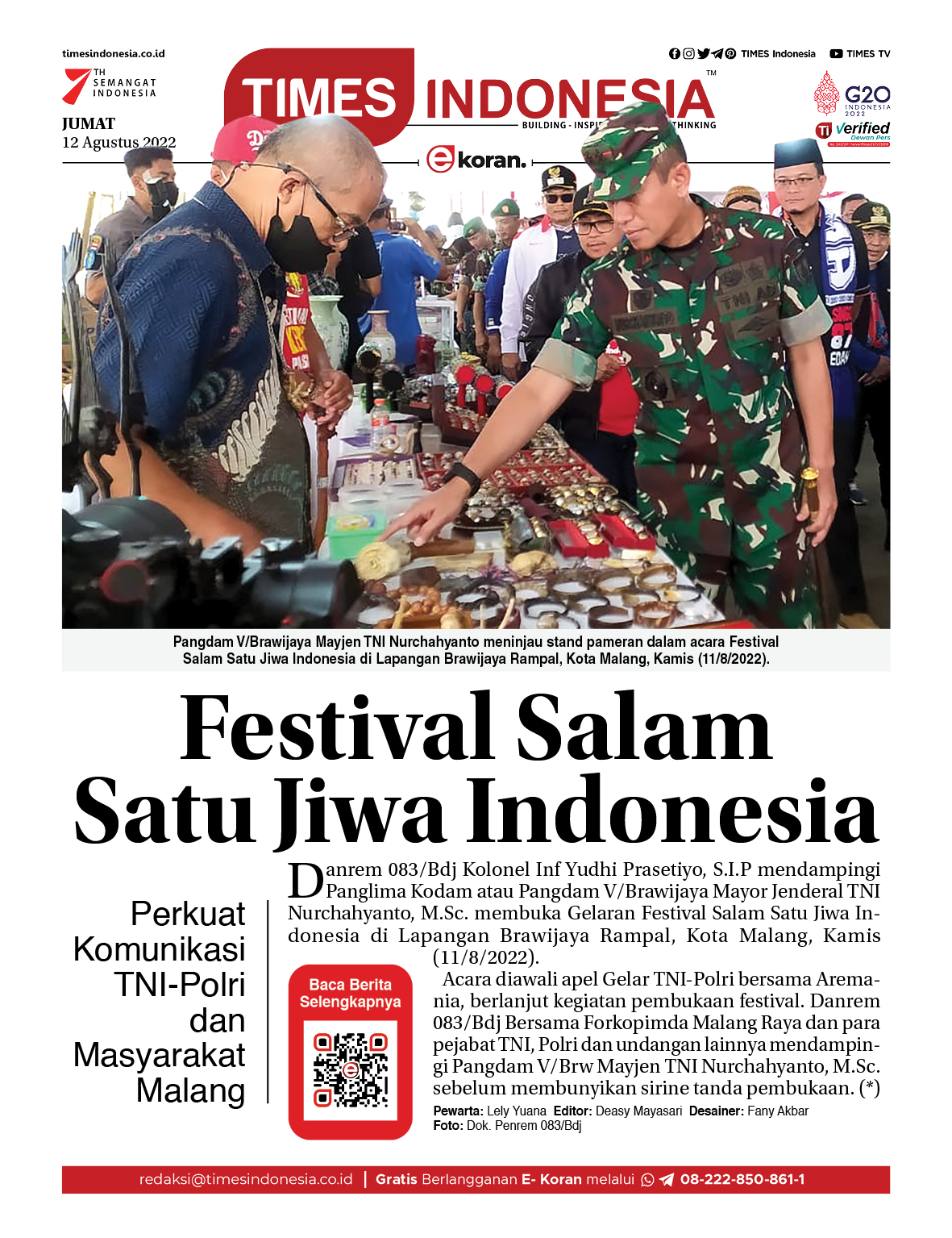 Edisi Jumat, 12 Agustus 2022: E-Koran, Bacaan Positif Masyarakat 5.0 - TIMES Indonesia