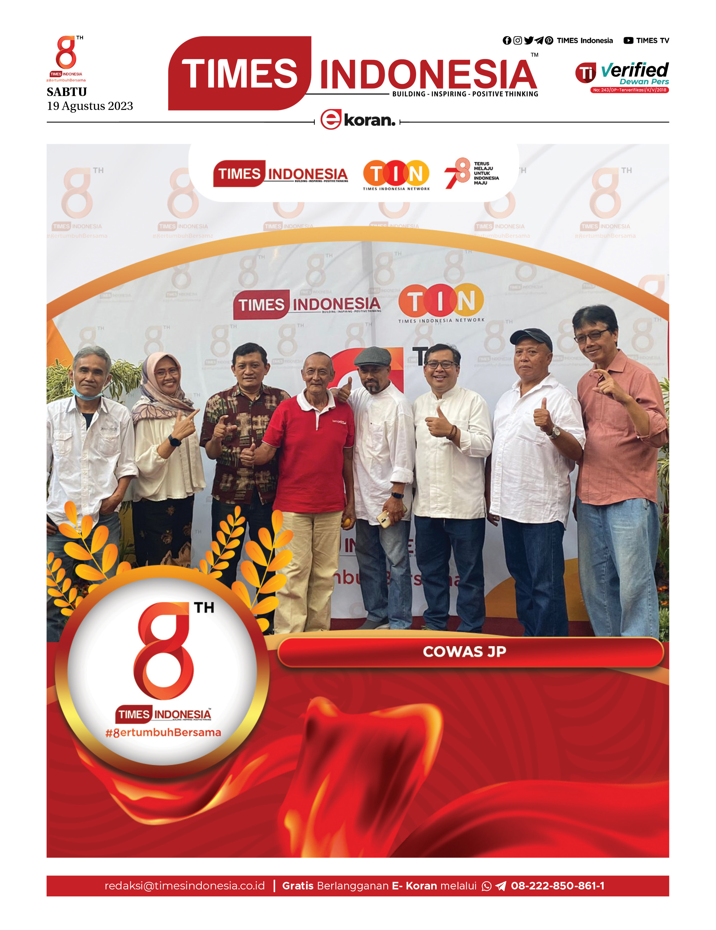 Edisi Sabtu, 19 Agustus 2023: E-Koran, Bacaan Positif Masyarakat 5.0 Spesial HUT TIMES Indonesia ...