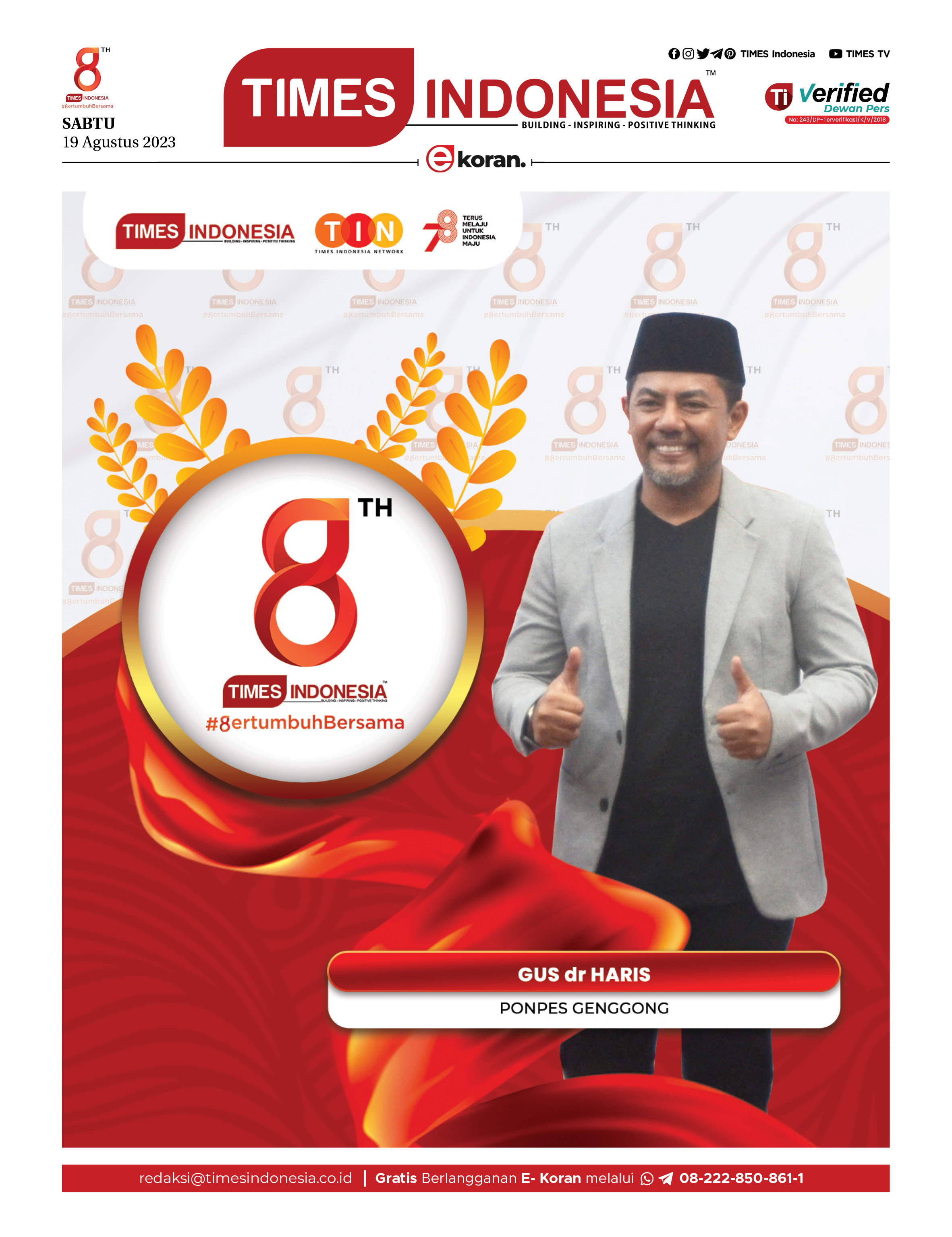 Edisi Sabtu, 19 Agustus 2023: E-Koran, Bacaan Positif Masyarakat 5.0 Spesial HUT TIMES Indonesia ...