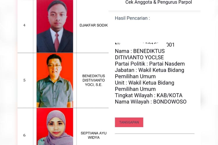 Caleg di Bondowoso Beda Partai antara di DCT dan Sipol, Ini Kata KPU - TIMES Indonesia