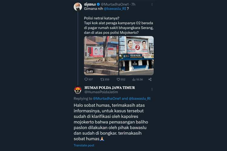 Dituduh Pasang Baliho Capres, Bawaslu Kabupaten Mojokerto Angkat Bicara - TIMES Indonesia