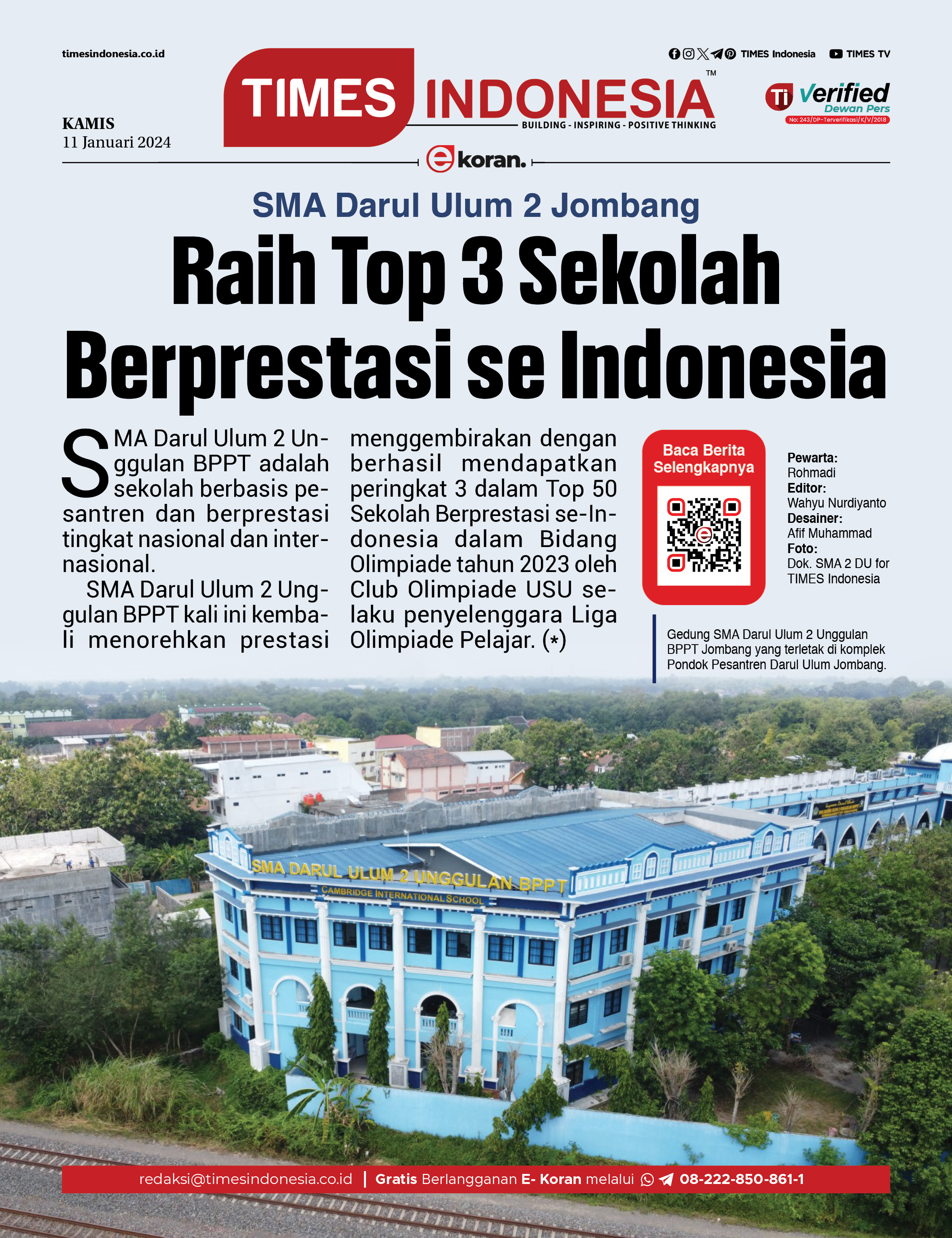 Edisi Kamis 11 Januari 2024: E-Koran, Bacaan Positif Masyarakat 5.0 - TIMES Indonesia