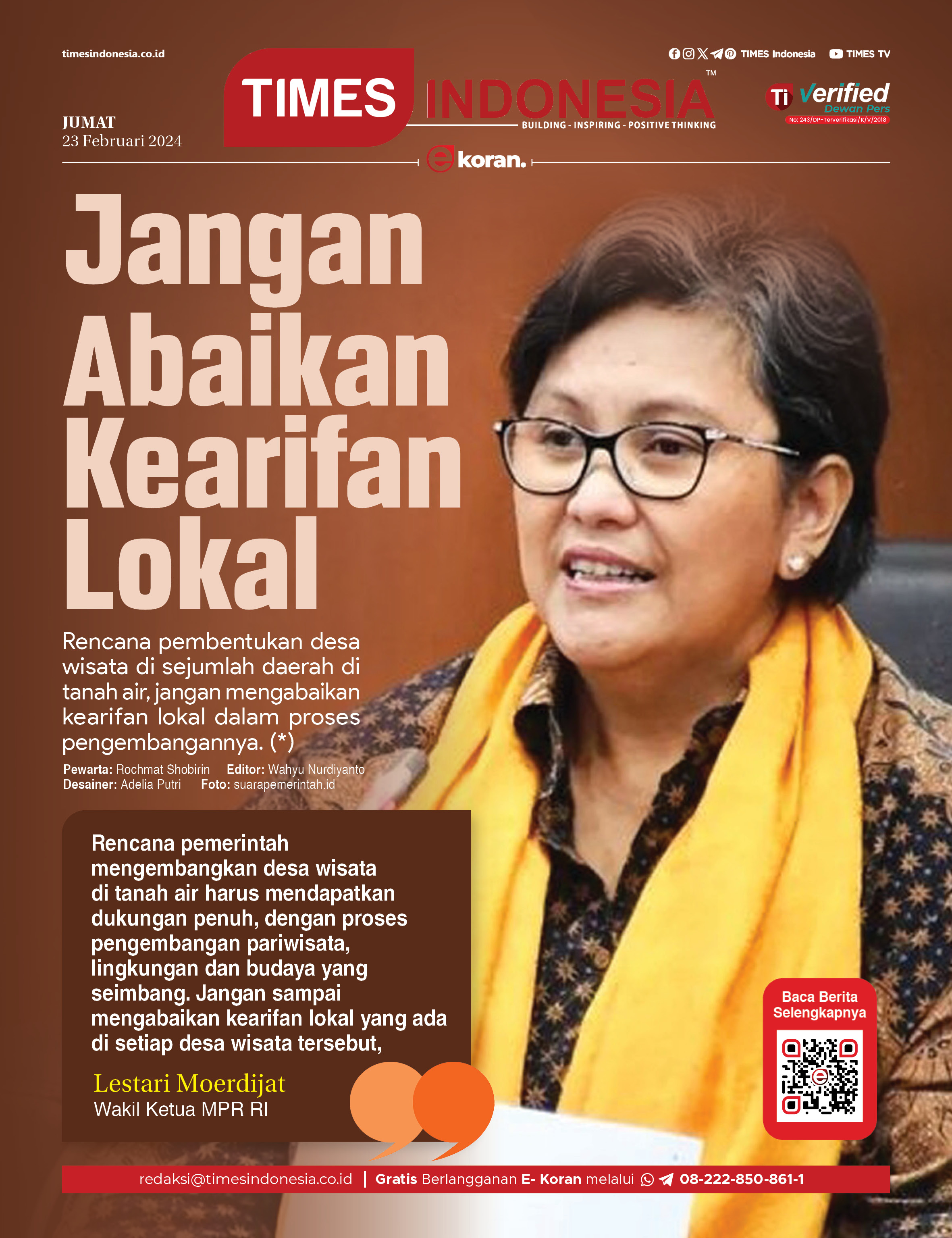 Edisi Jumat 23 Februari 2024: E-Koran, Bacaan Positif Masyarakat 5.0 - TIMES Indonesia