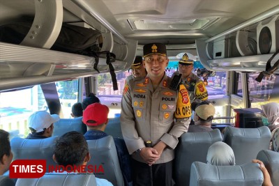 Kapolres Majalengka Lepas Keberangkatan Peserta Mudik Gratis Lebaran 2024 - TIMES Indonesia
