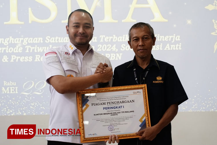 Kantor Imigrasi Malang Raih Penghargaan Satuan Kerja Terbaik Triwulan I Tahun 2024 - TIMES Jatim