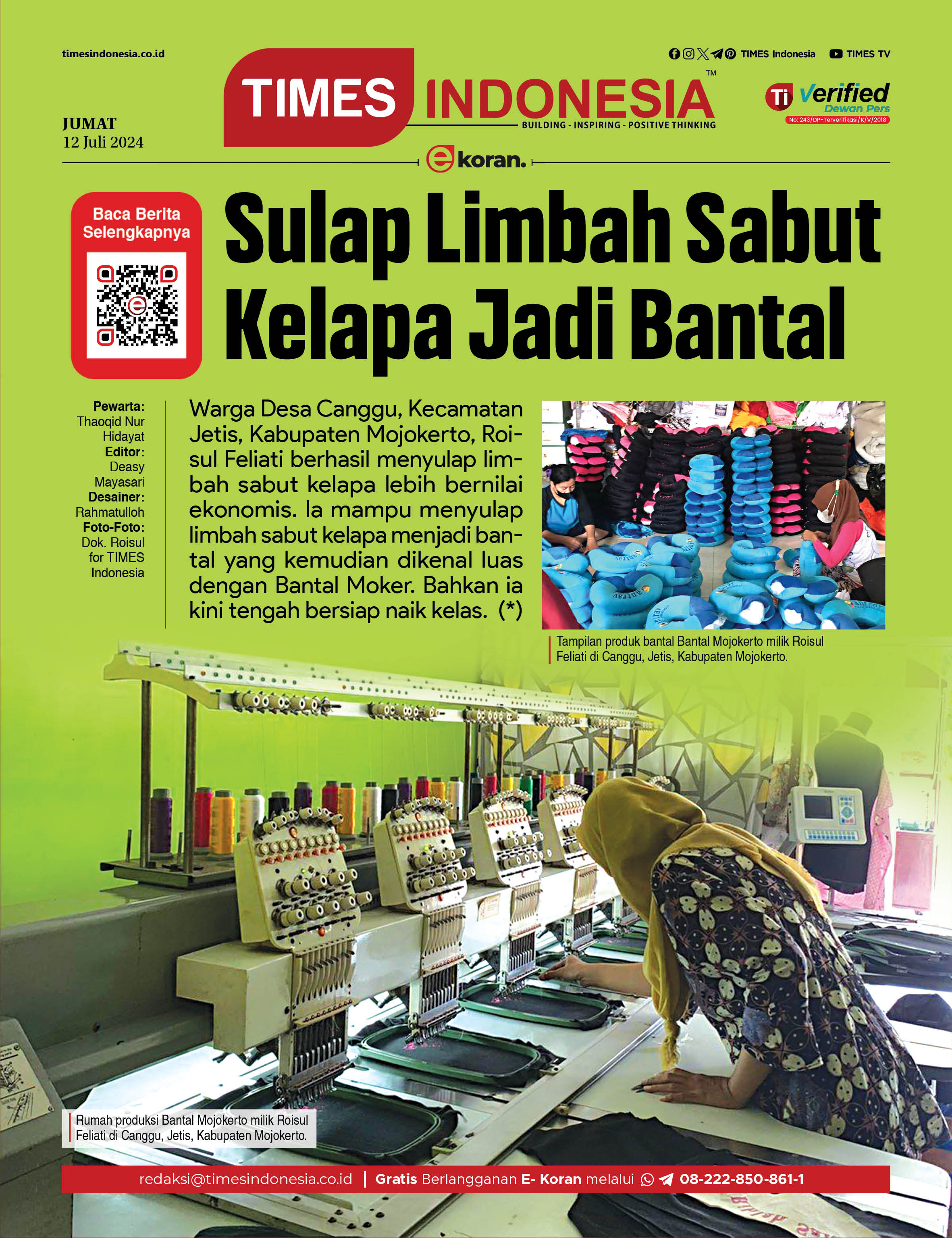 Edisi Jumat 12 Juli 2024: E-Koran, Bacaan Positif Masyarakat 5.0 - TIMES Indonesia