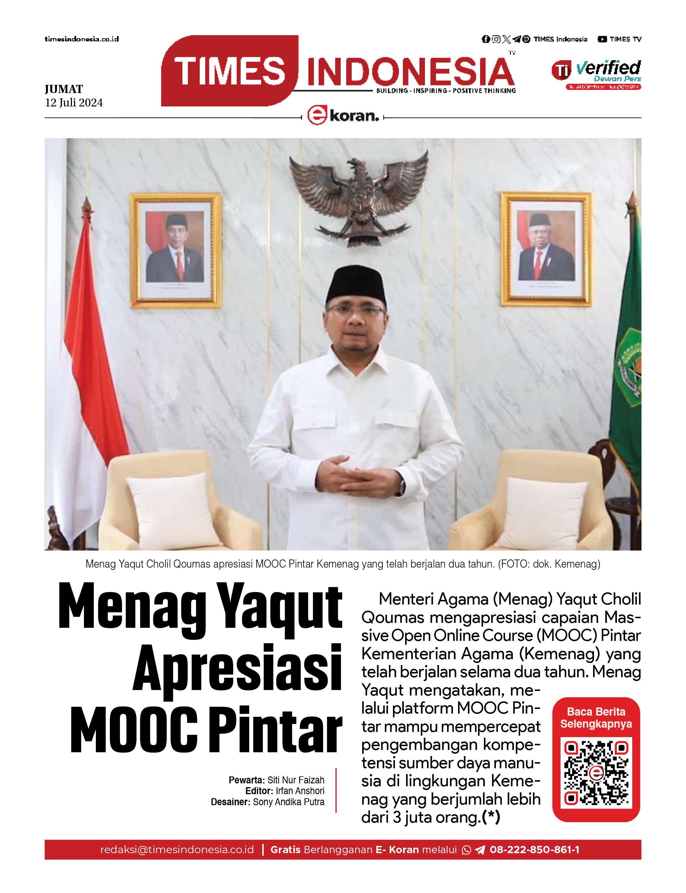 Edisi Jumat 12 Juli 2024: E-Koran, Bacaan Positif Masyarakat 5.0 - TIMES Indonesia