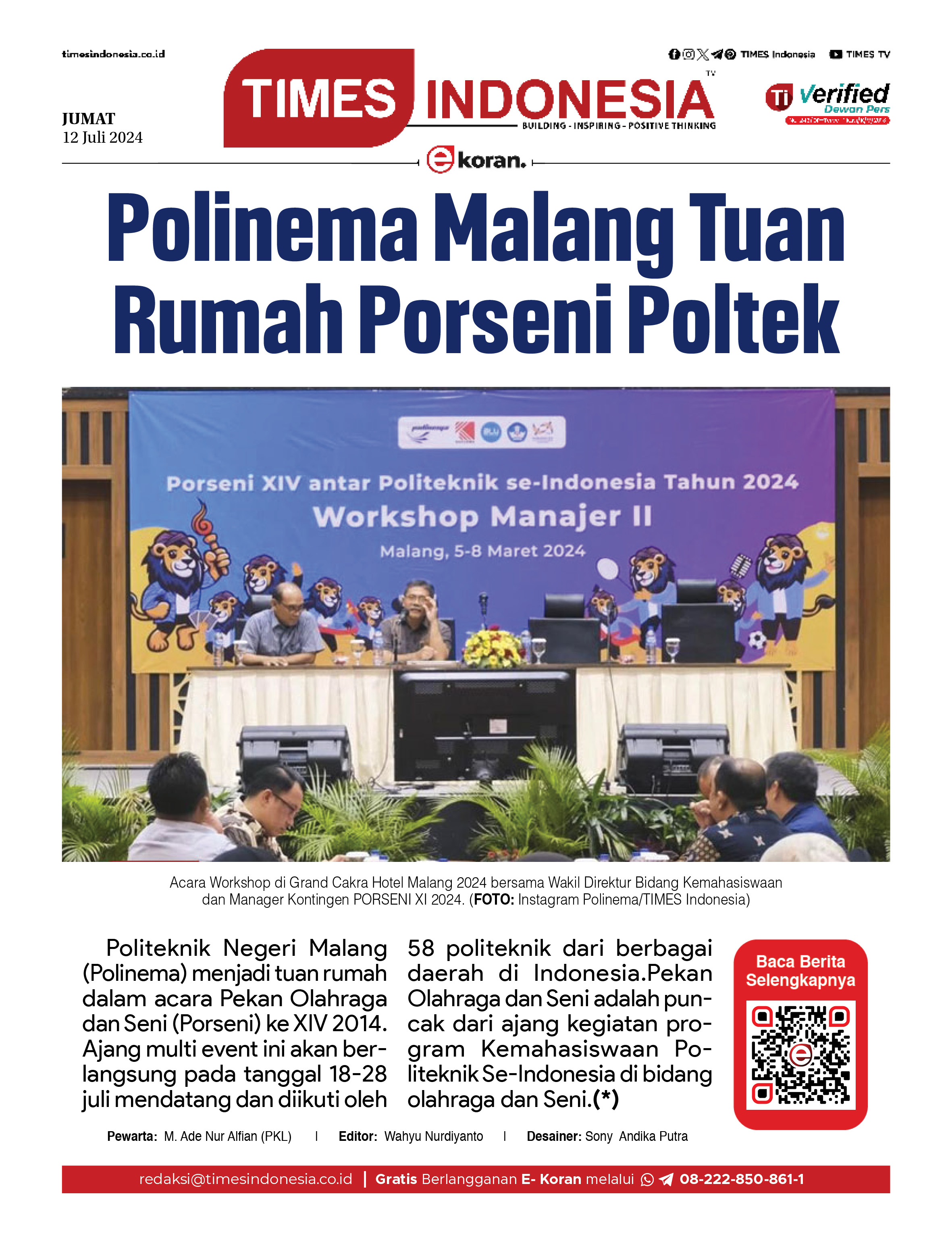 Edisi Jumat 12 Juli 2024: E-Koran, Bacaan Positif Masyarakat 5.0 - TIMES Indonesia