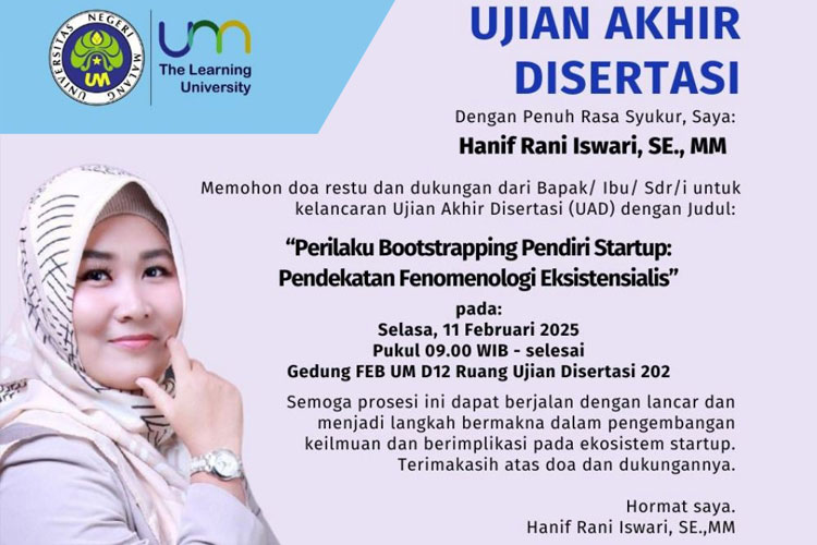 Hanif Rani Iswari, Dosen FEB UWG Malang Raih Gelar Doktor di UM - TIMES ...