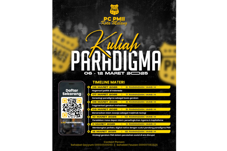 Buka Kuliah Paradigma, PC PMII Kota Malang Ajak Seluruh Kader Mengikuti ...